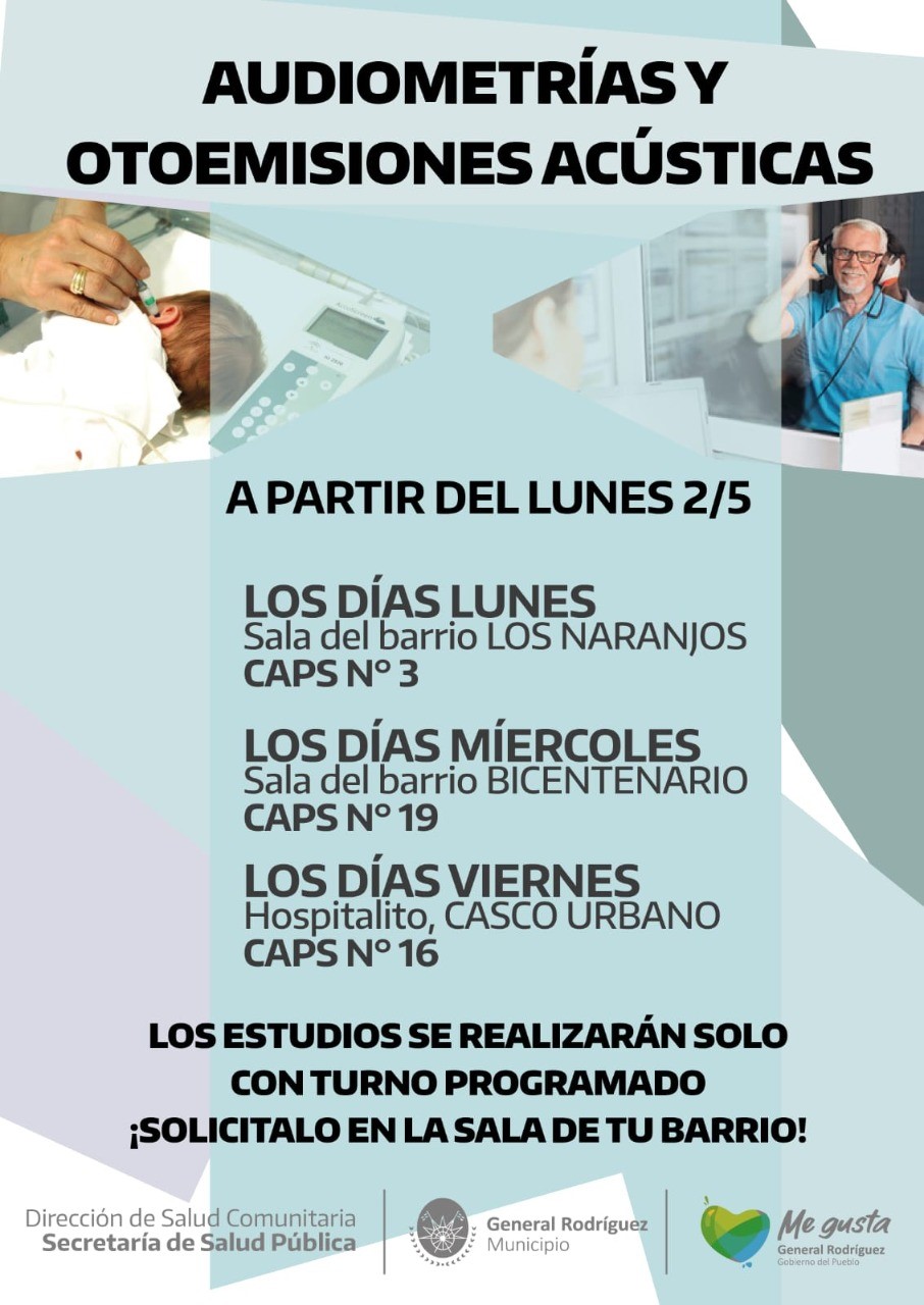 Audiometrías y otoemisiones acústicas en las salas periféricas